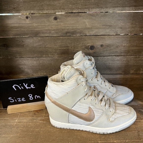 Nike | Shoes | Womens Dunk Sky Hi Light Bone Metallic Red Bronze Wedge ...